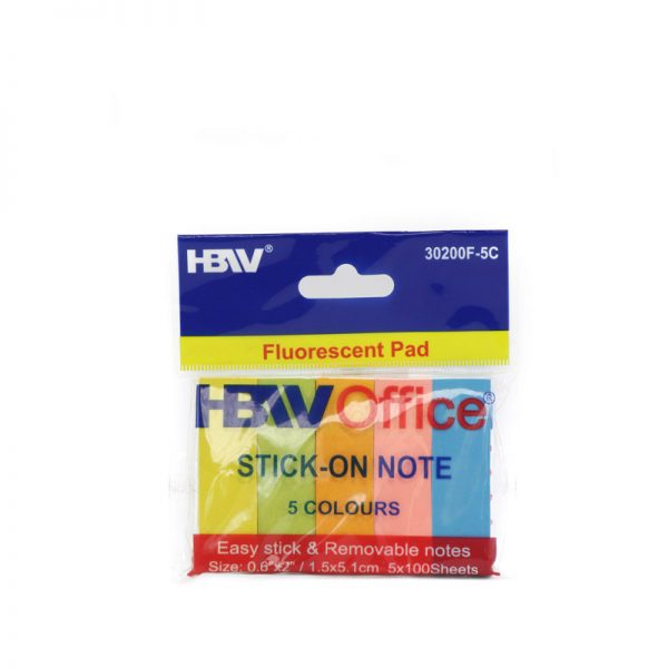 HBWOffice Stick-On Note Fluorescent Pad 5's - HBW