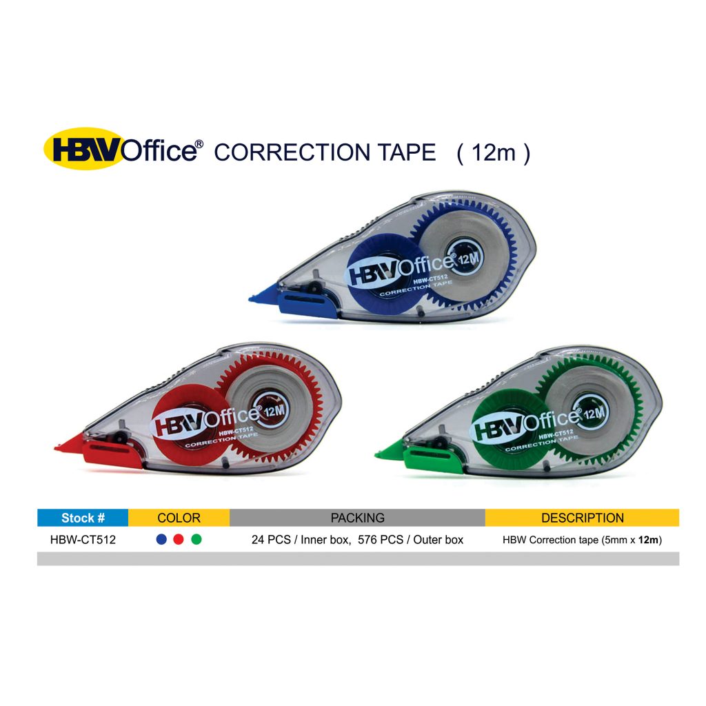 HBW Correction tape 5mm x 12m - CT512 - HBW