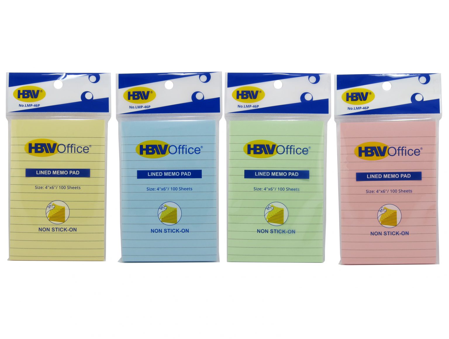 HBWOffice LINED MEMO PAD 4x6 INCHES 100 SHEETS NON STICK-ON - HBW