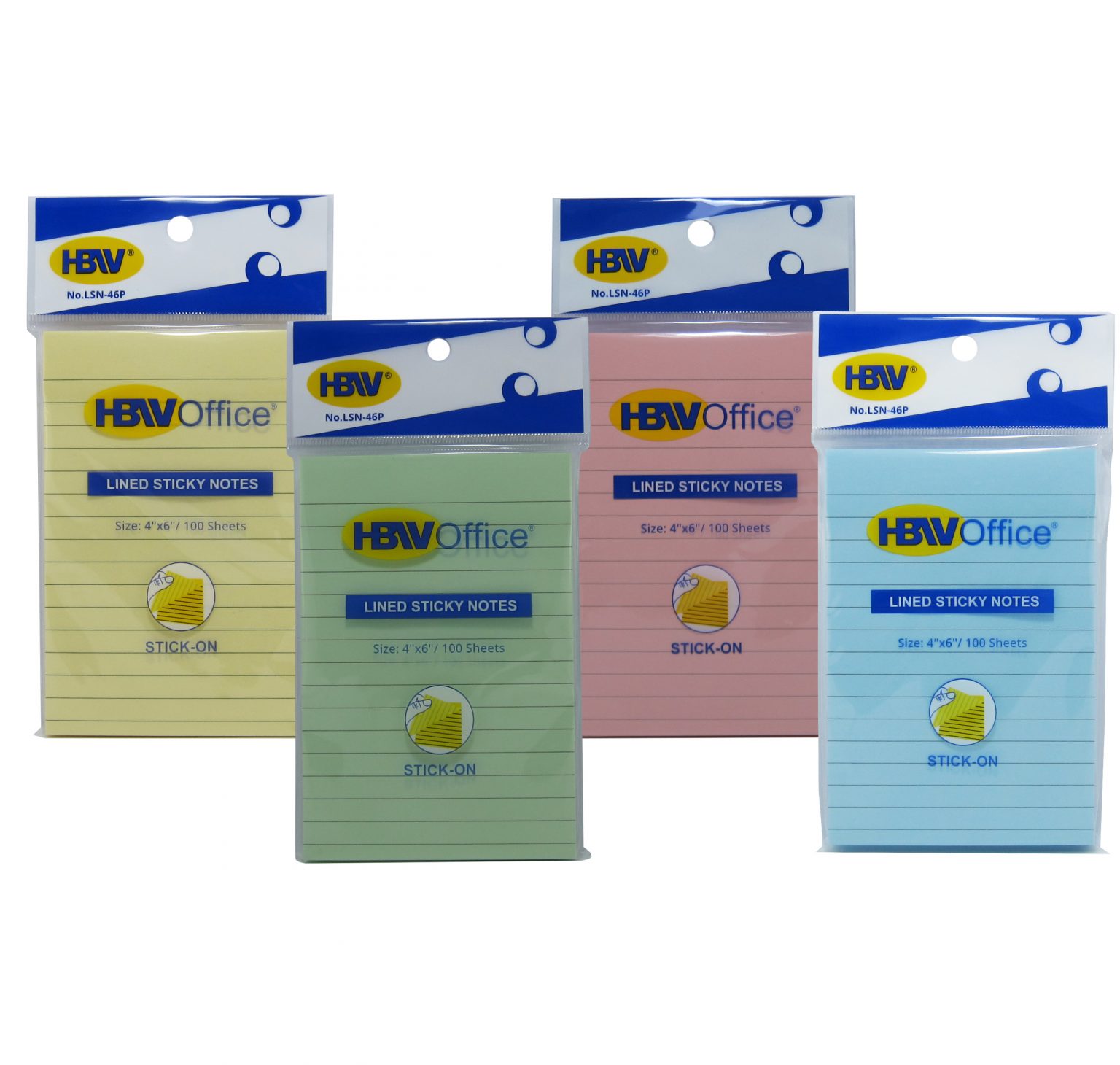 HBWOffice LINED STICKY NOTES 4x6 INCHES 100 SHEETS - HBW