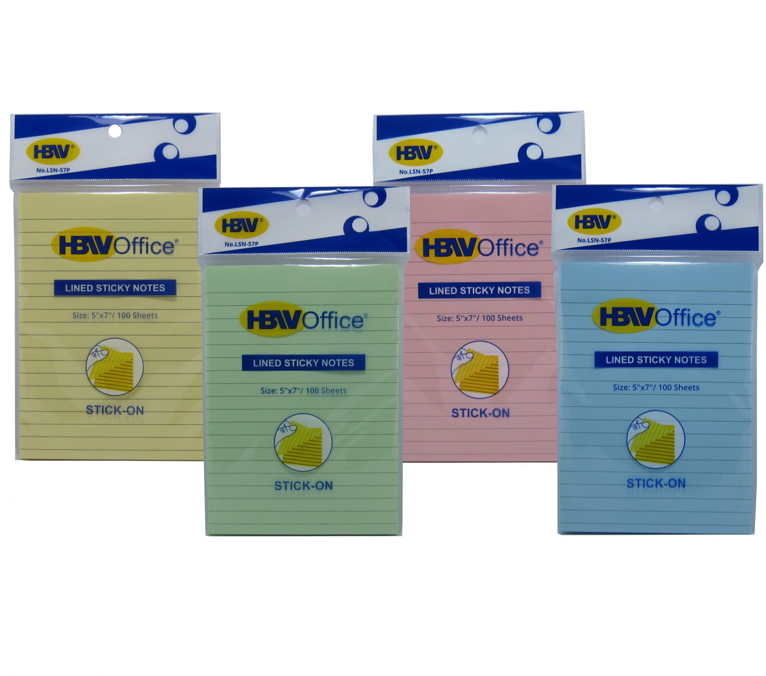HBWOffice LINED STICKY NOTES 5x7 INCHES 100 SHEETS - HBW