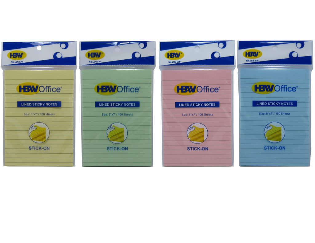 HBWOffice LINED STICKY NOTES 5x7 INCHES 100 SHEETS - HBW