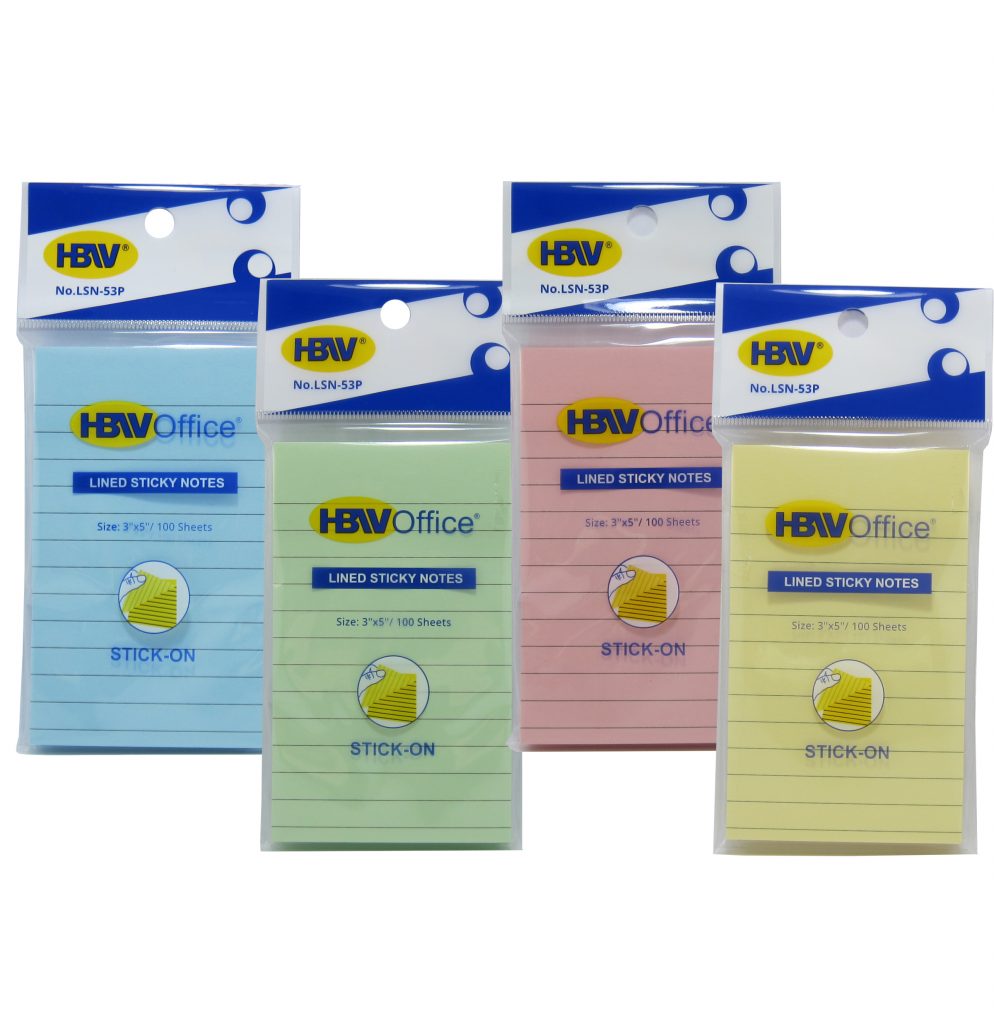 HBWOffice LINED STICKY NOTES 3x5 INCHES 100 SHEETS - HBW